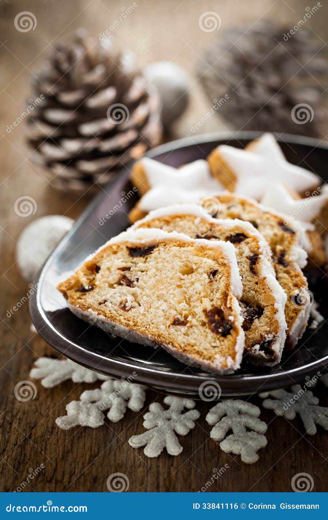 German Stollen Cake with Raisins Stock Photo - Image of cake, piece ...