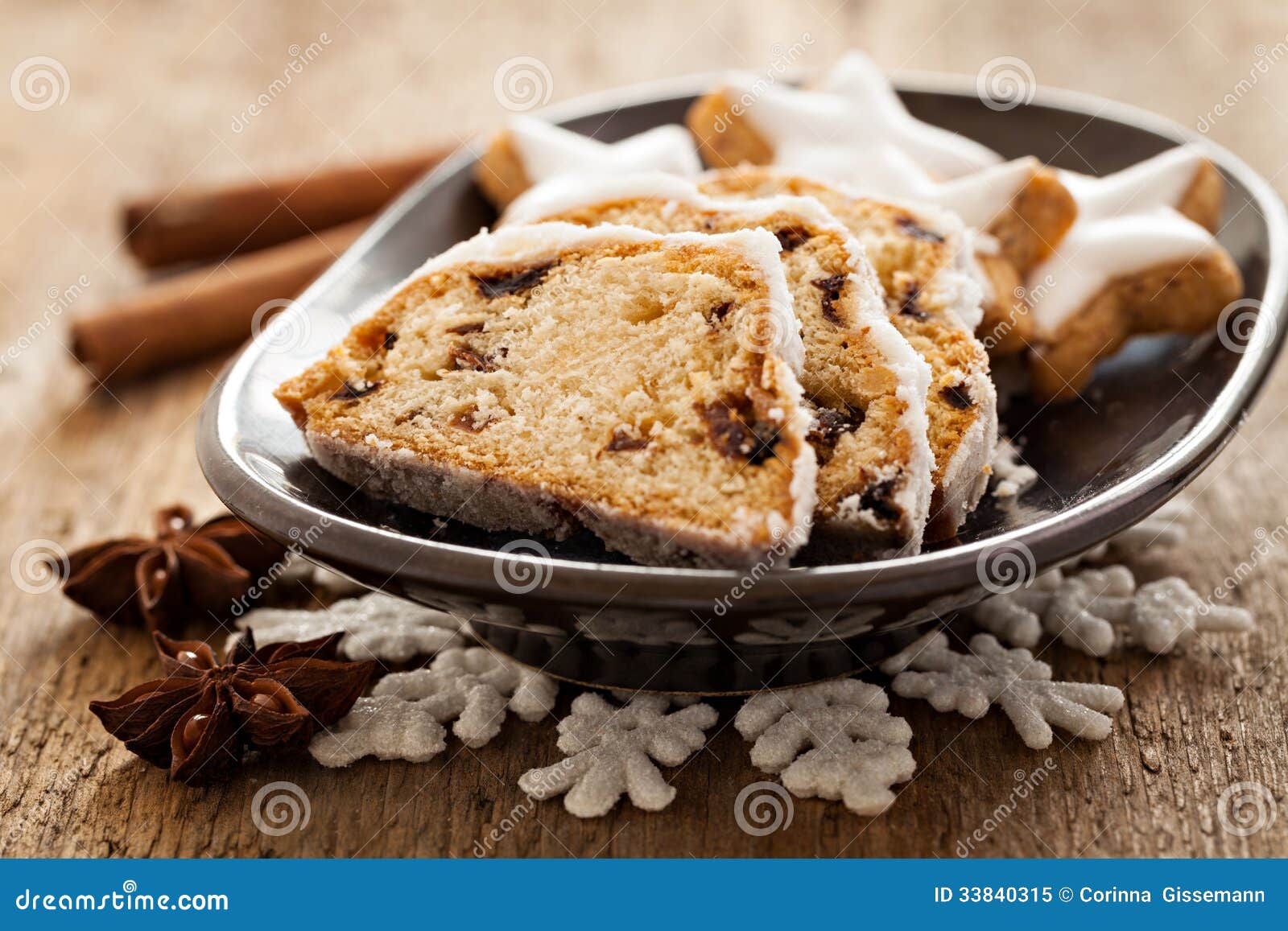 German Stollen with Cookies Stock Image - Image of baked, decoration ...