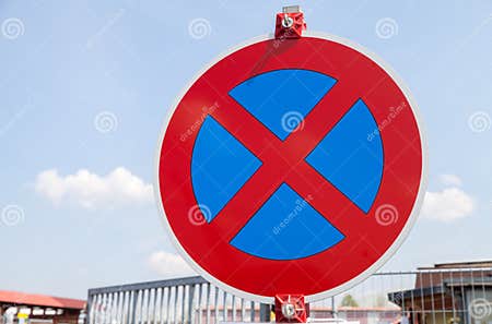German Stopping Restriction Sign Stock Photo - Image of sign, blue ...