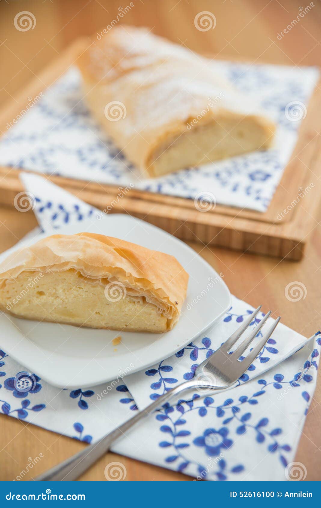 German Strudel with Cream Cheese Stock Photo - Image of crisp ...