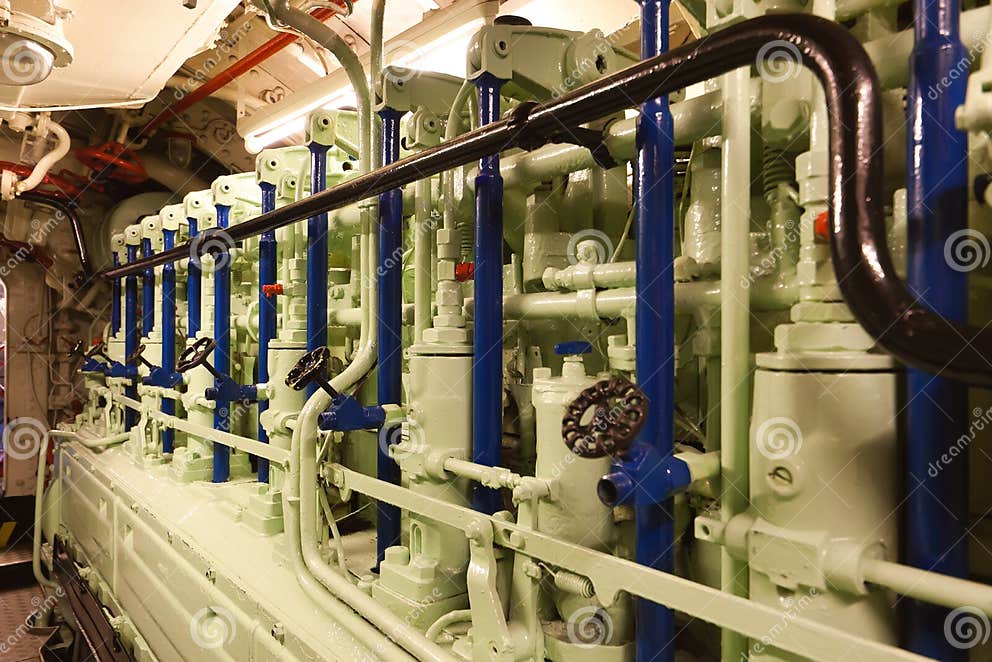 German Submarine - Diesel Engine Stock Image - Image of underwater ...