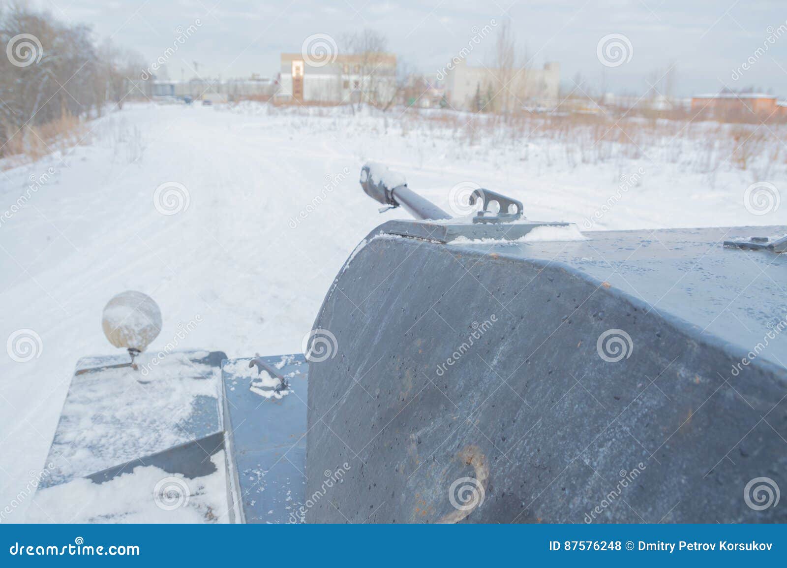 German Tank Winter, Tower and Gun Close-up Stock Photo - Image of ...