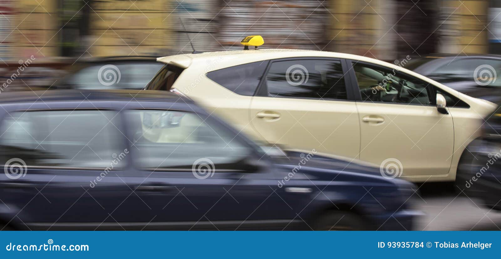 German Taxi Cab Speeding in the City Stock Photo - Image of waiting ...