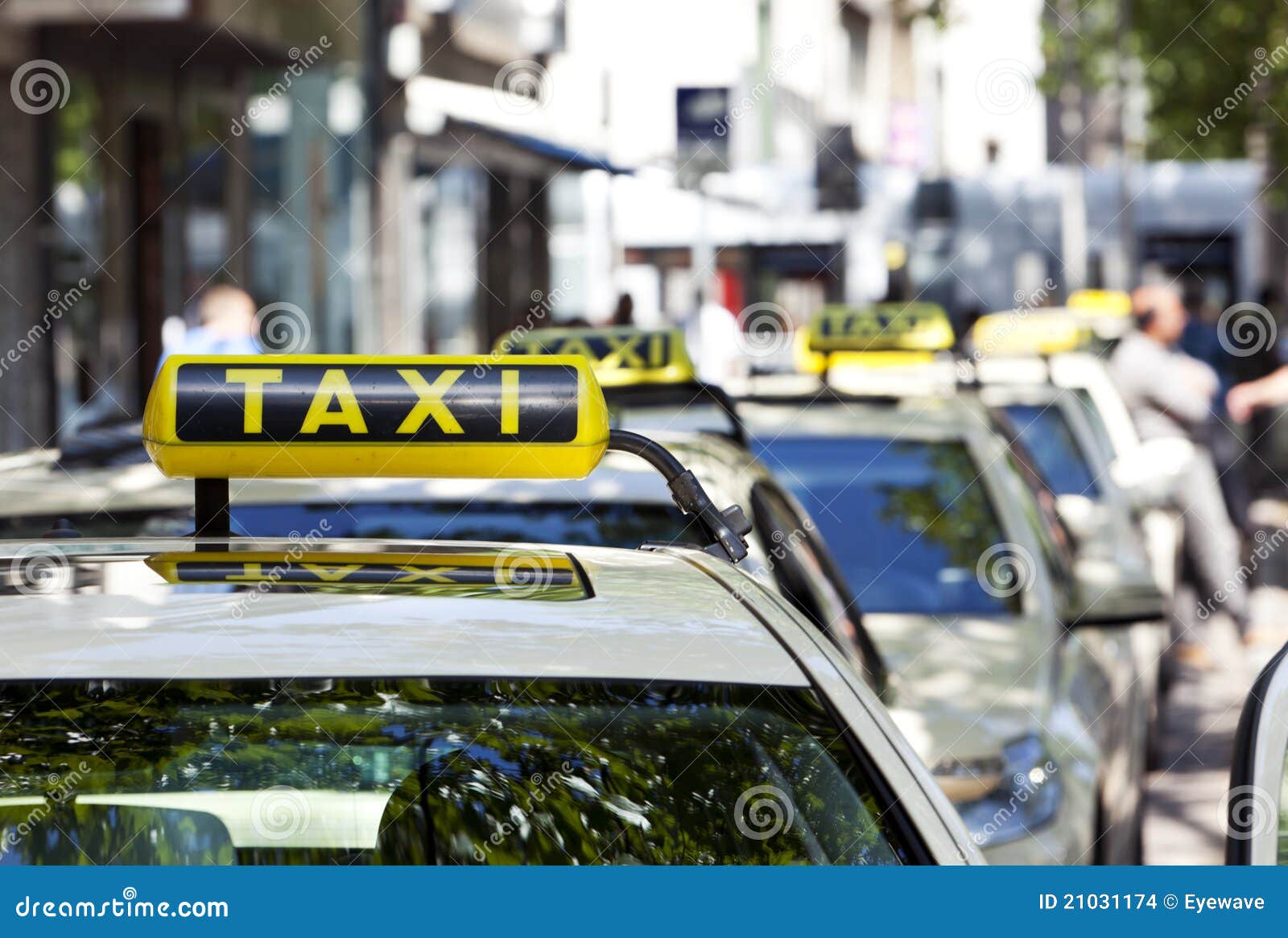 German Taxi Cabs Waiting in Line Stock Photo - Image of focus, line ...