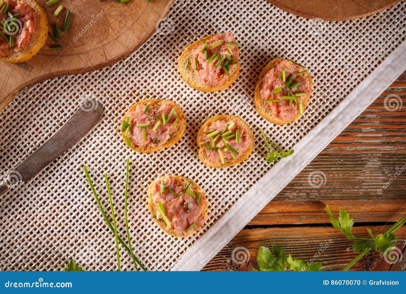 German Teewurst on a Slice of Bruschetta Stock Photo - Image of kitchen ...