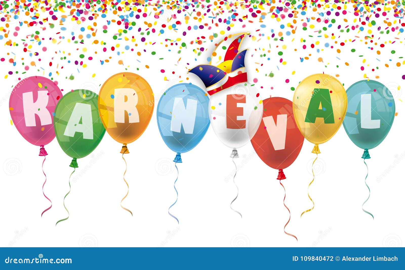 Karneval Header Jesters Cap Confetti Stock Vector - Illustration of ...