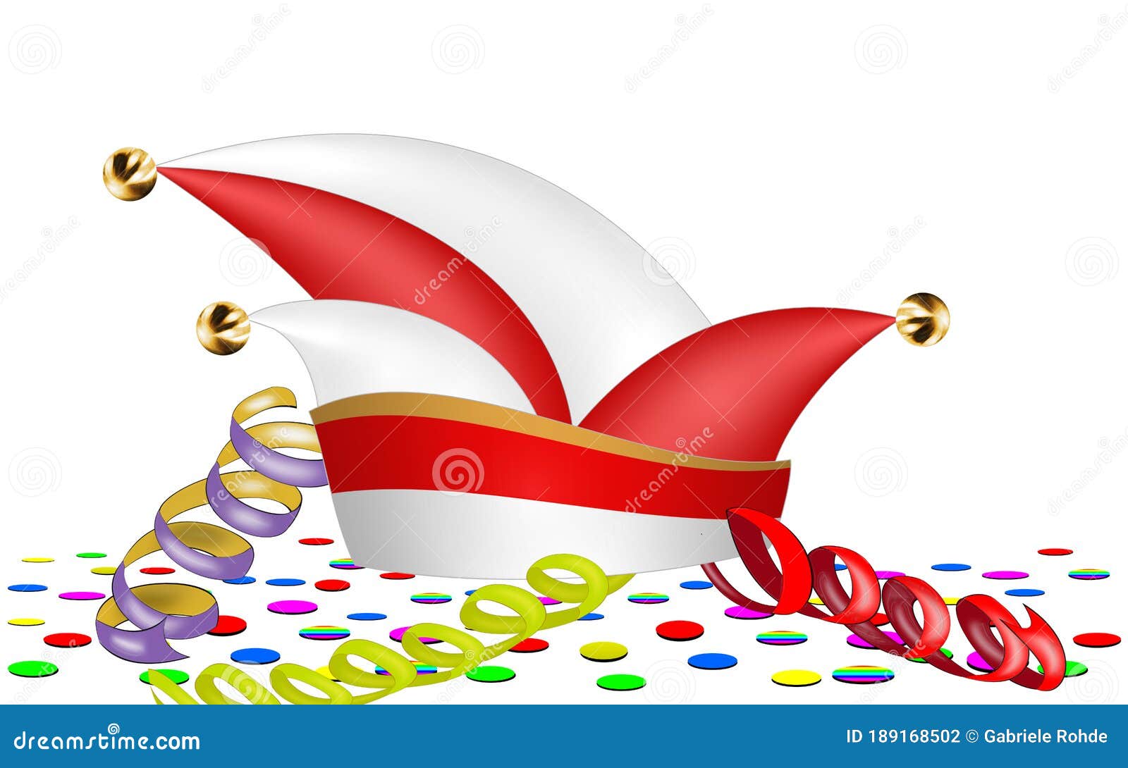 Carnival Fool Cap on White Background Stock Illustration - Illustration ...