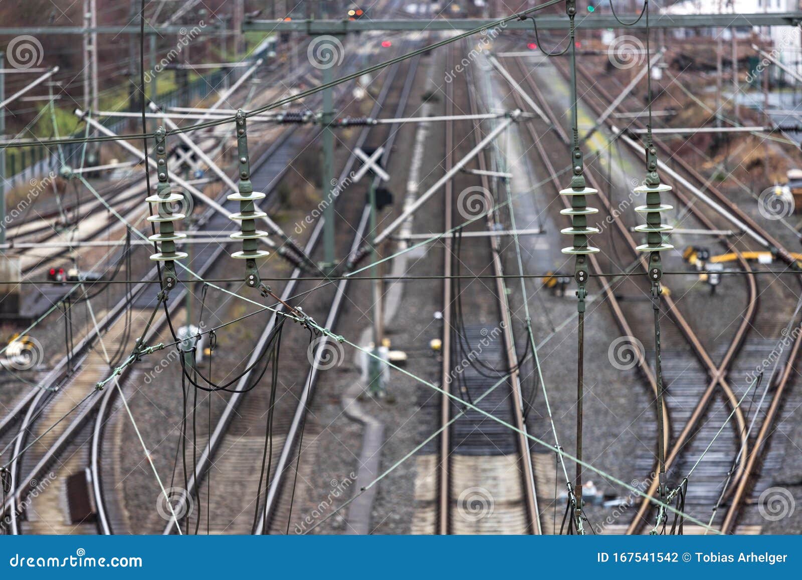 German Train High Voltage Grid Stock Photo - Image of cable, tracks ...