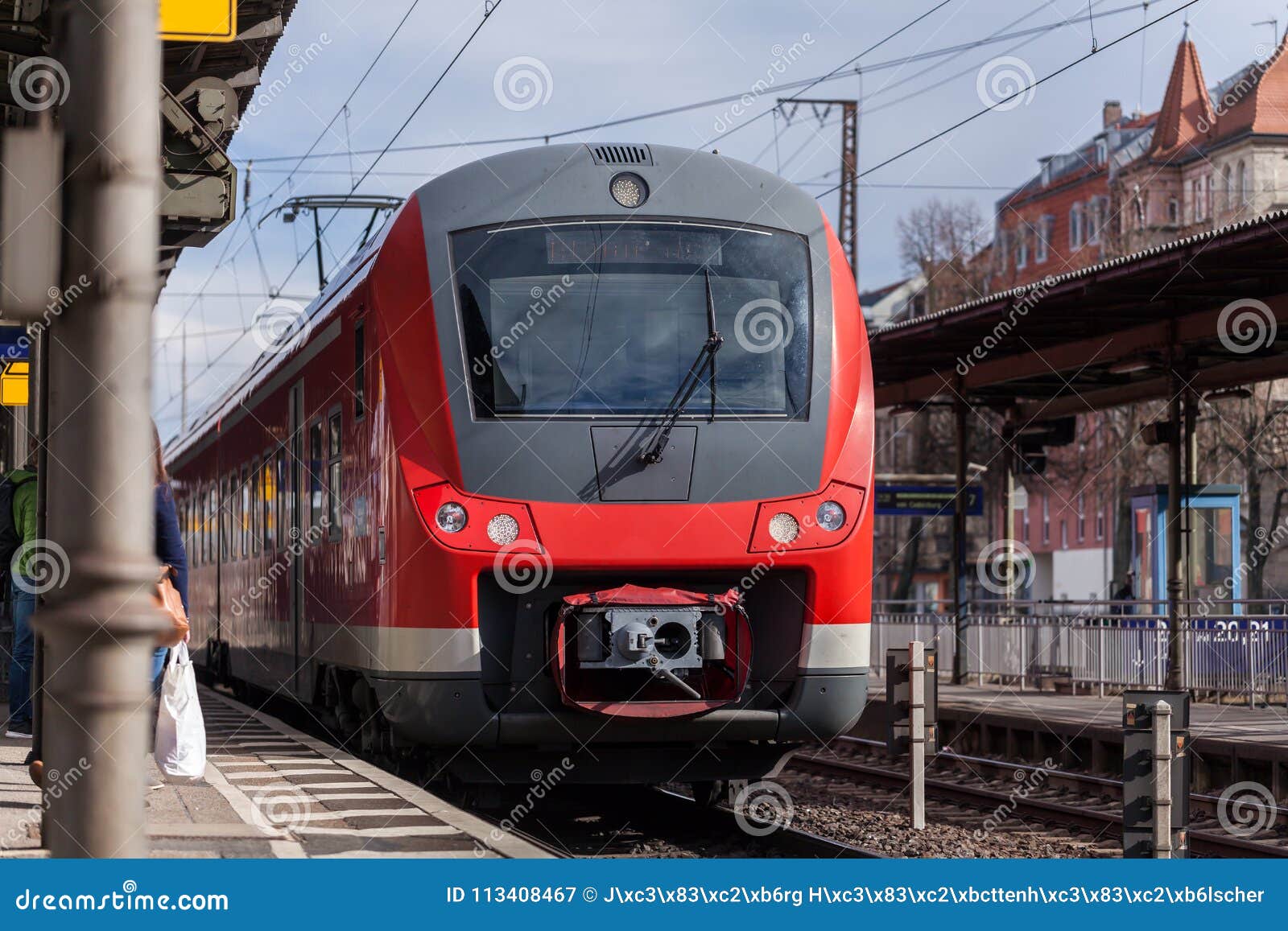 German Train Passes a Train Station Stock Image - Image of rail, german ...