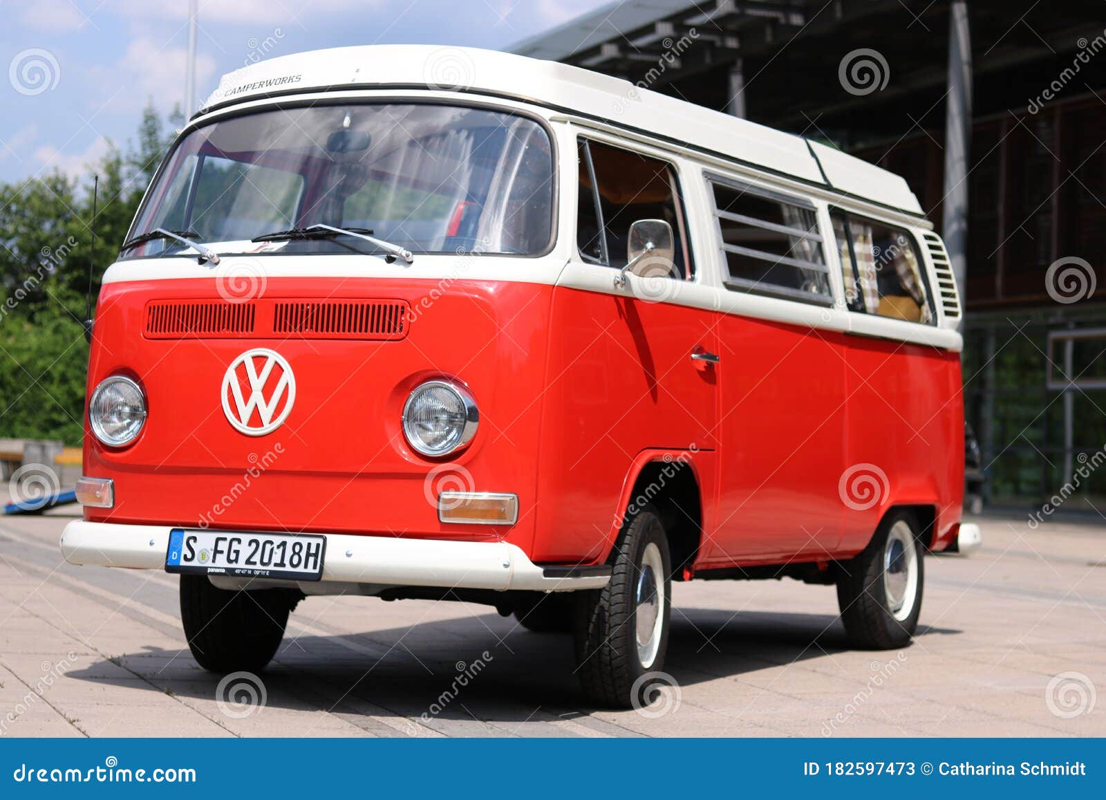 German Vw Bus Automobile Red Car Editorial Stock Photo - Image of ...