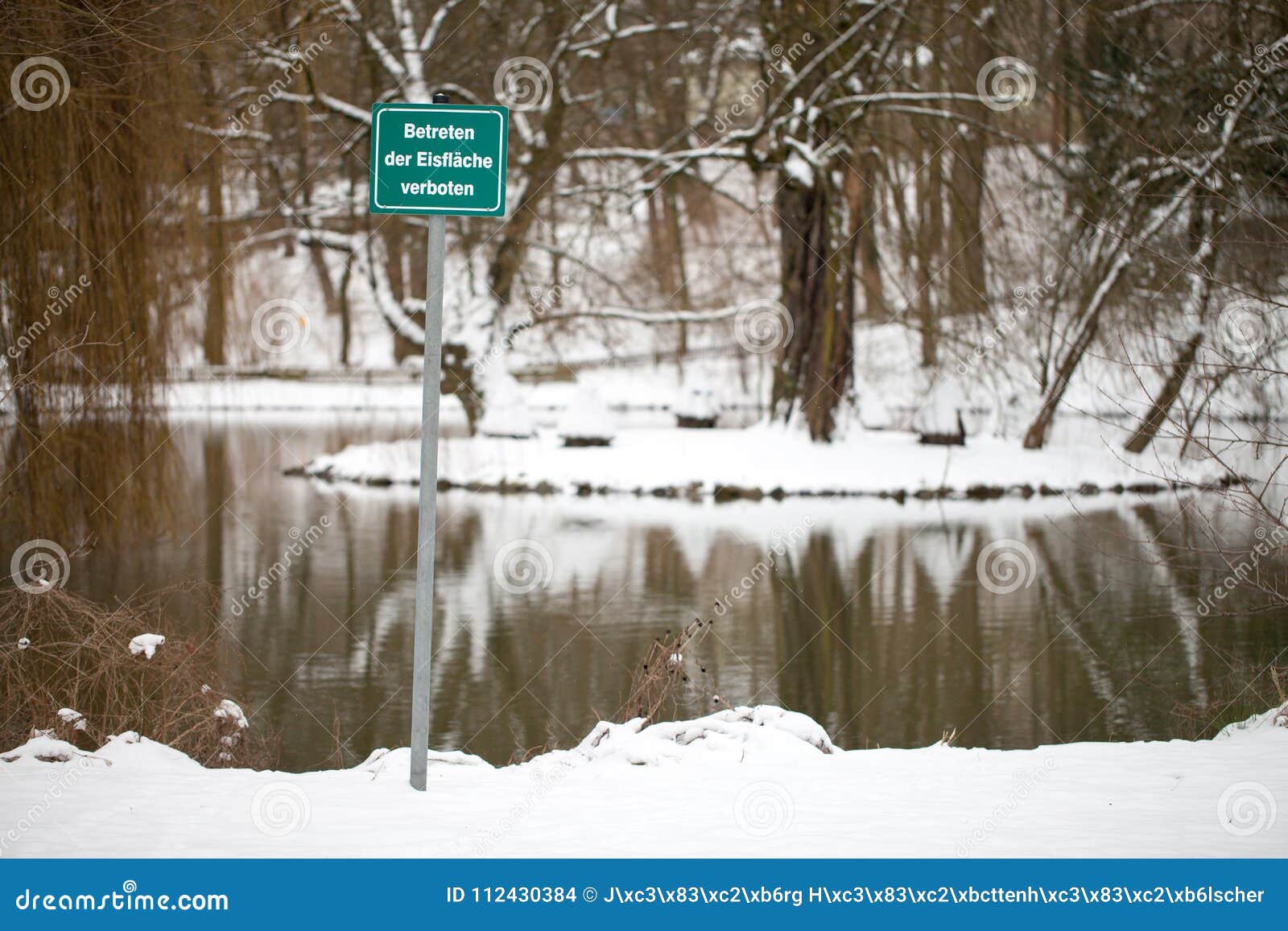 German Warning Sign on a Lake Stock Photo - Image of frost, prohibited ...