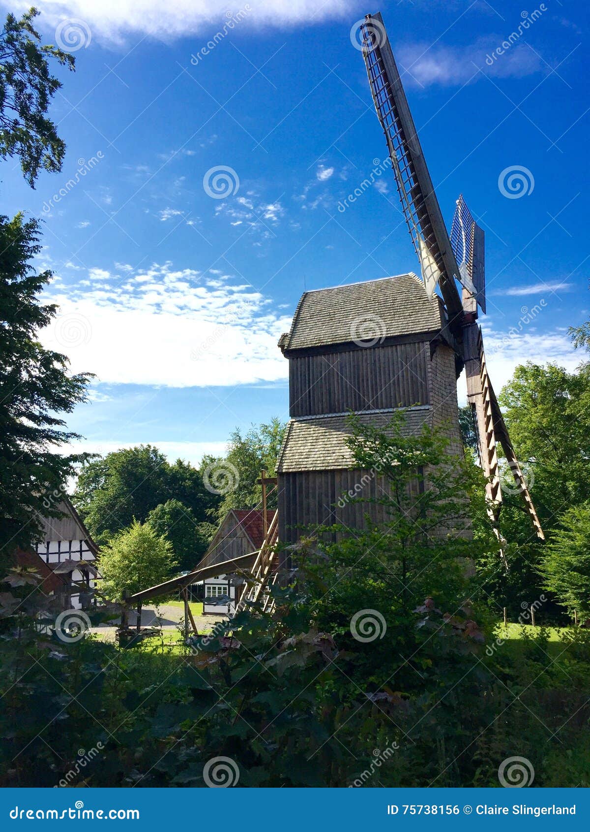 German windmill stock photo. Image of timber, mill, germany - 75738156