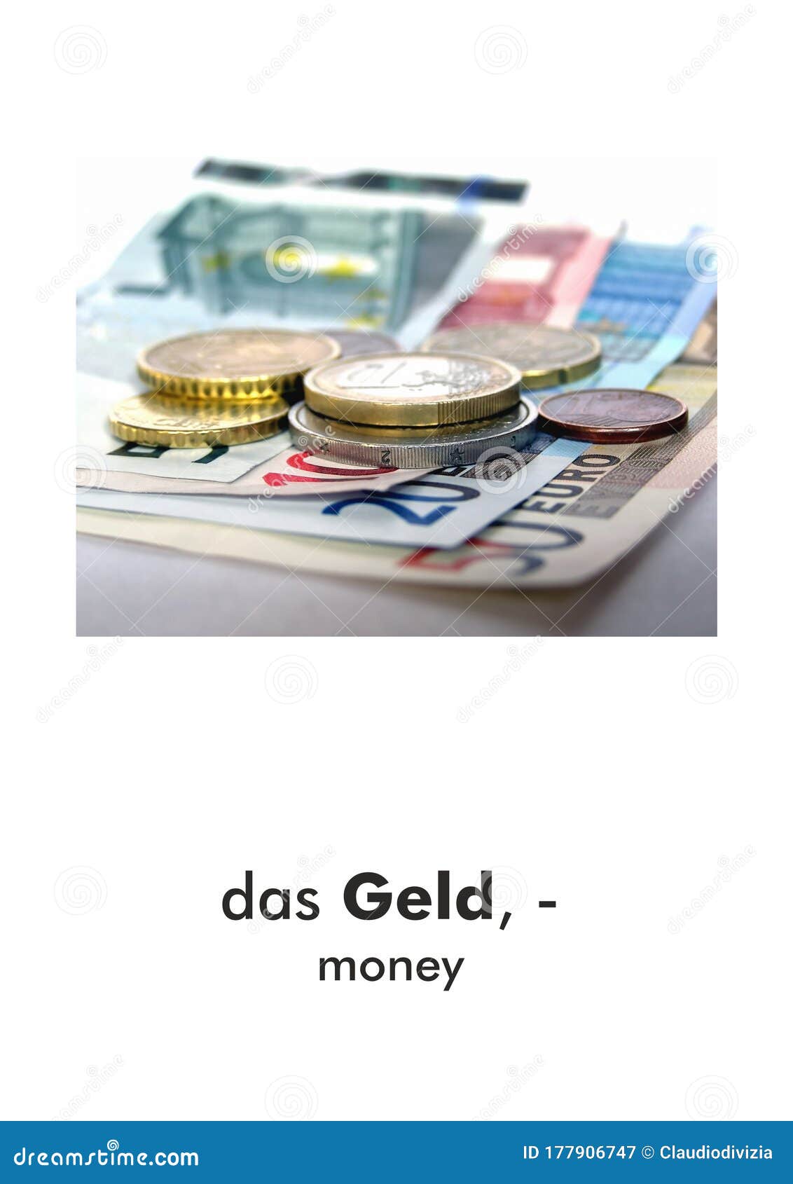 German Word Card: Geld (money Stock Image - Image of currency, english ...