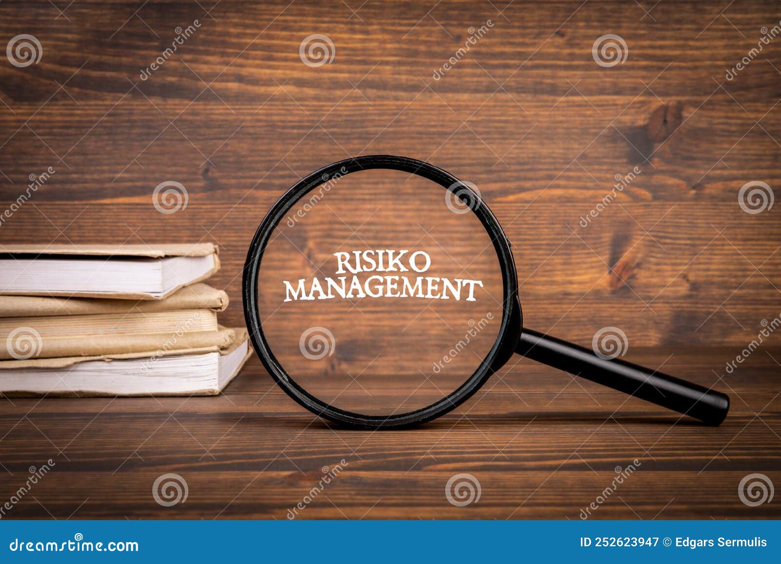 German Word Risiko Management, Risk Management. Magnifying Glass With ...