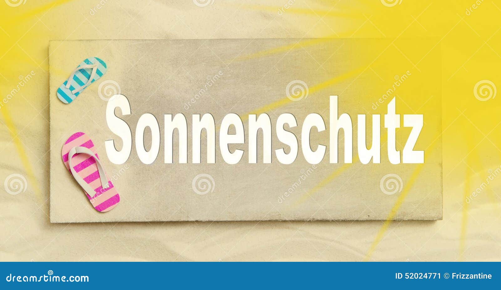 German Word for Sun Protection on the Beach. Stock Image - Image of ...