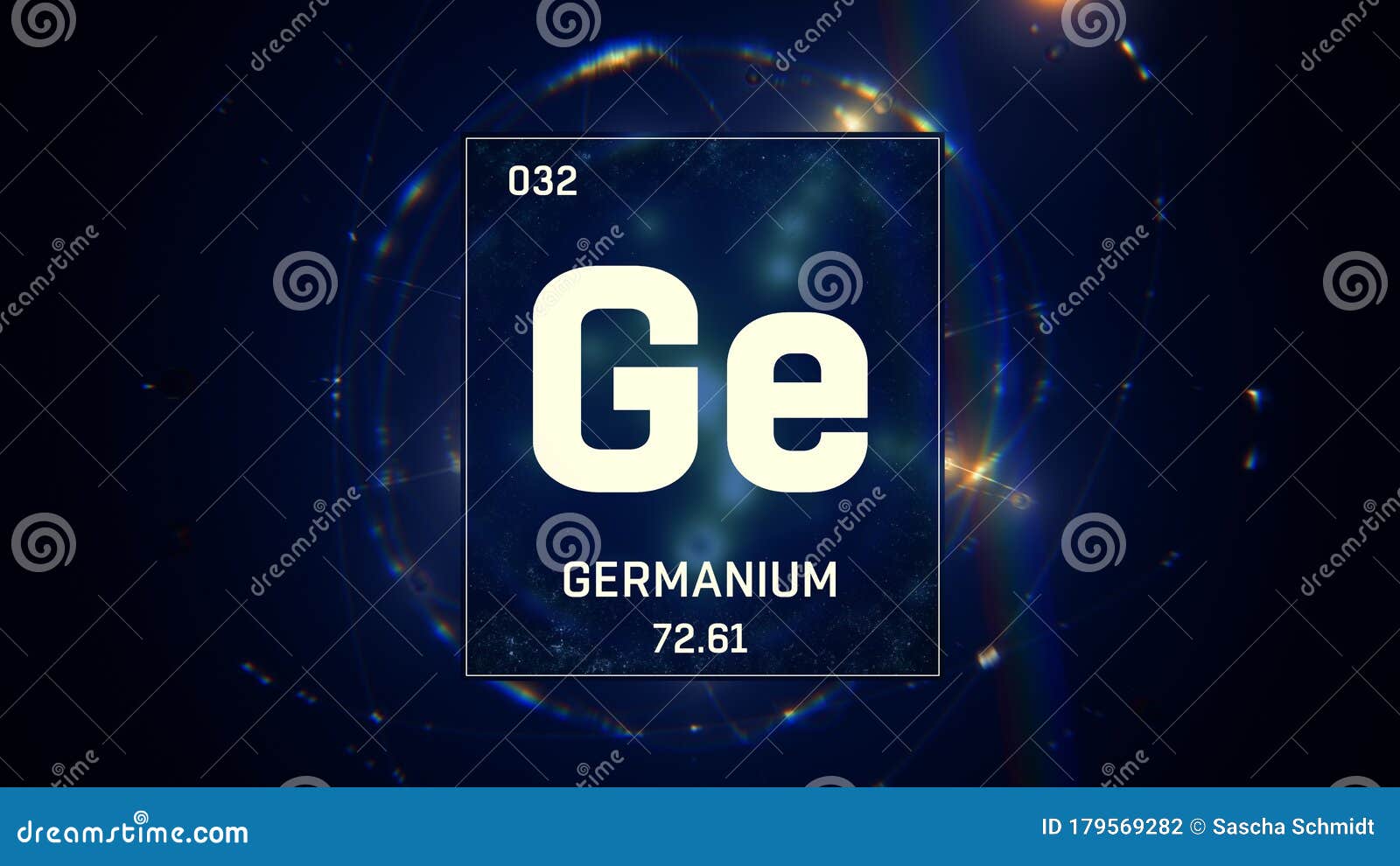 Germanium As Element 32 of the Periodic Table 3D Illustration on Blue ...