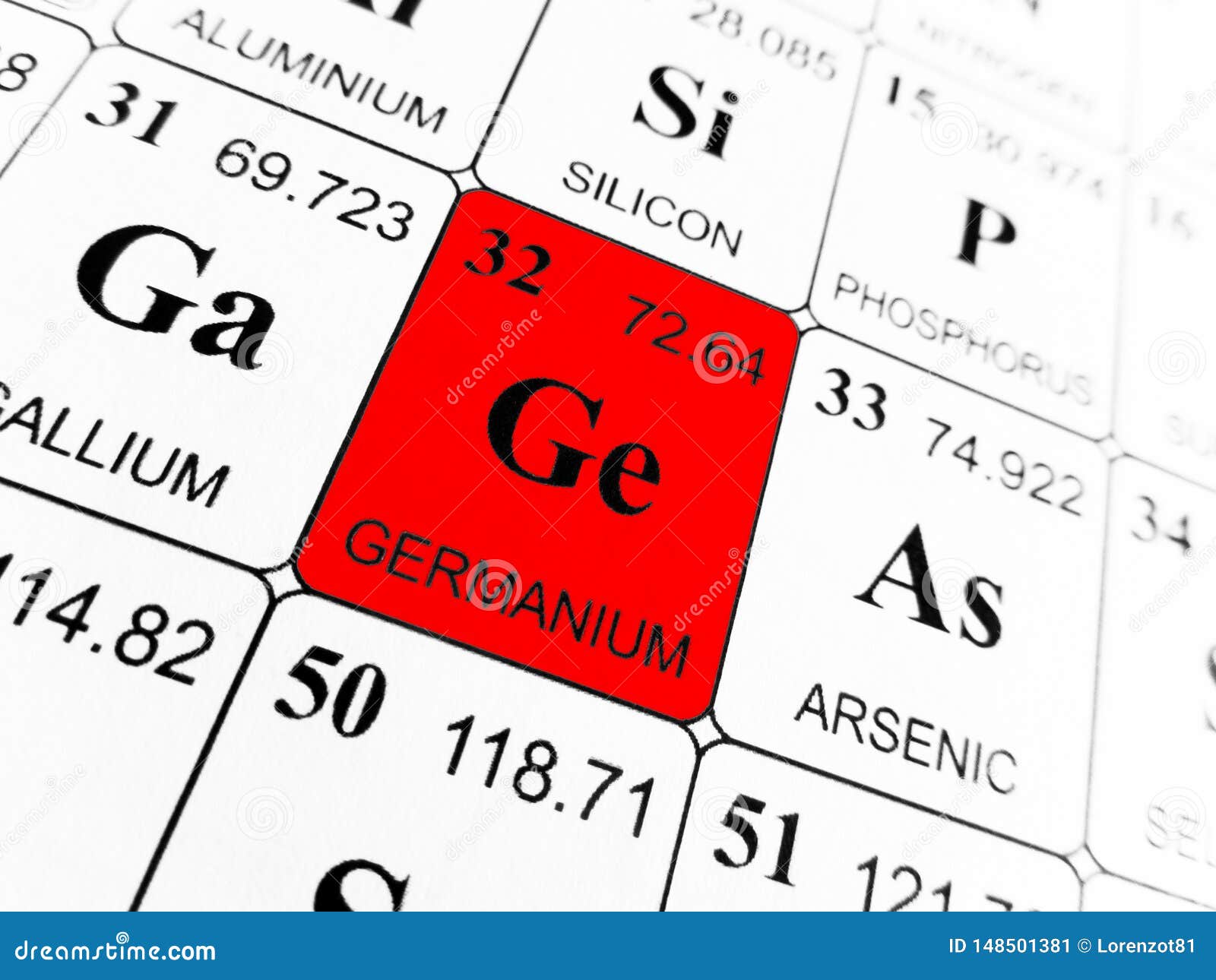 Germanium on the Periodic Table of the Elements Stock Image - Image of ...