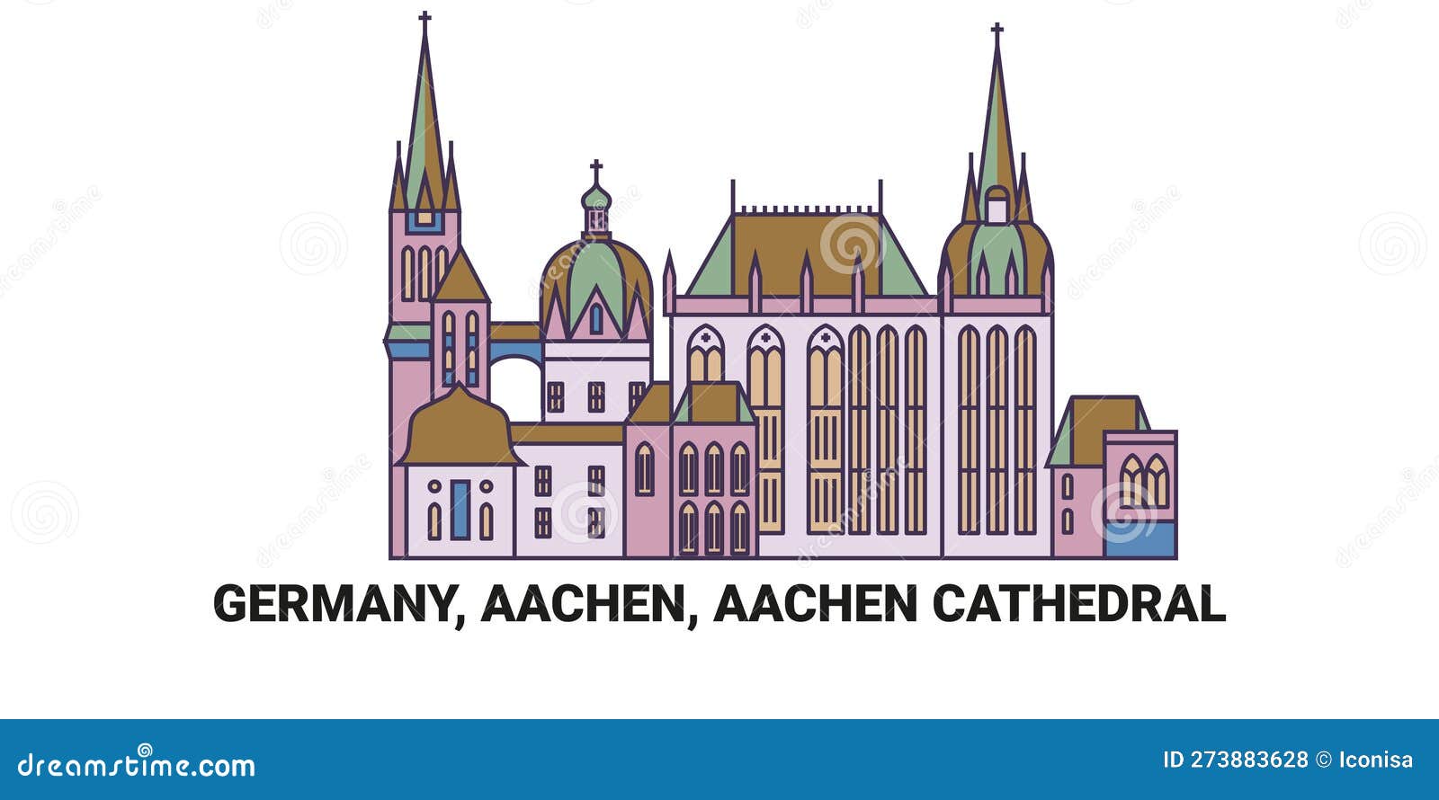 Germany, Aachen, Aachen Cathedral Travel Landmark Vector Illustration ... Germany, Aachen, Aachen Cathedral Travel Landmark Vector Illustration ...