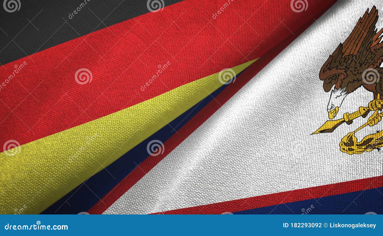 Germany and American Samoa Two Flags Textile Cloth, Fabric Texture ...