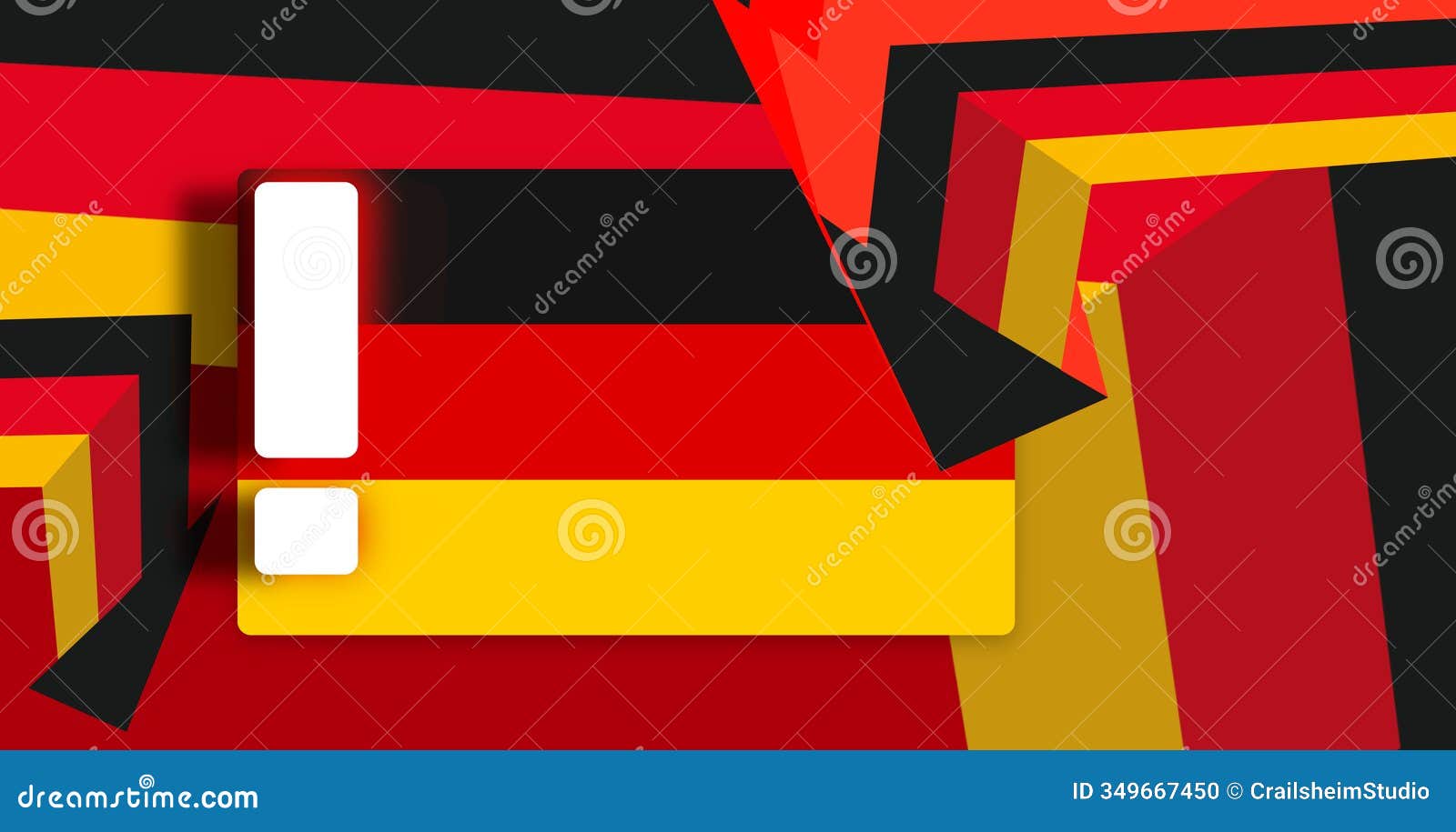 Germany As German Crisis, Downwards Arrows As Warning As Exclamation ...