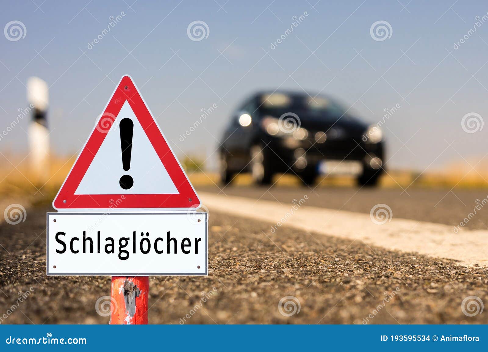 Germany Attention potholes stock photo. Image of work - 193595534