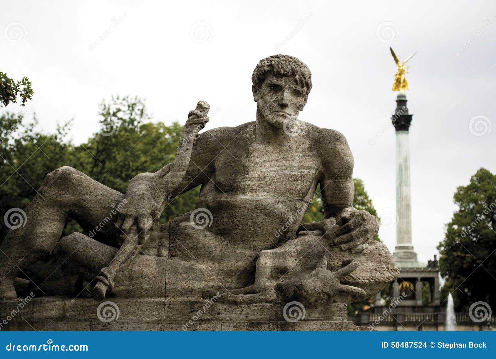 Germany, Bavaria, Munich, Statue on Prinzregentbridge Stock Photo ...