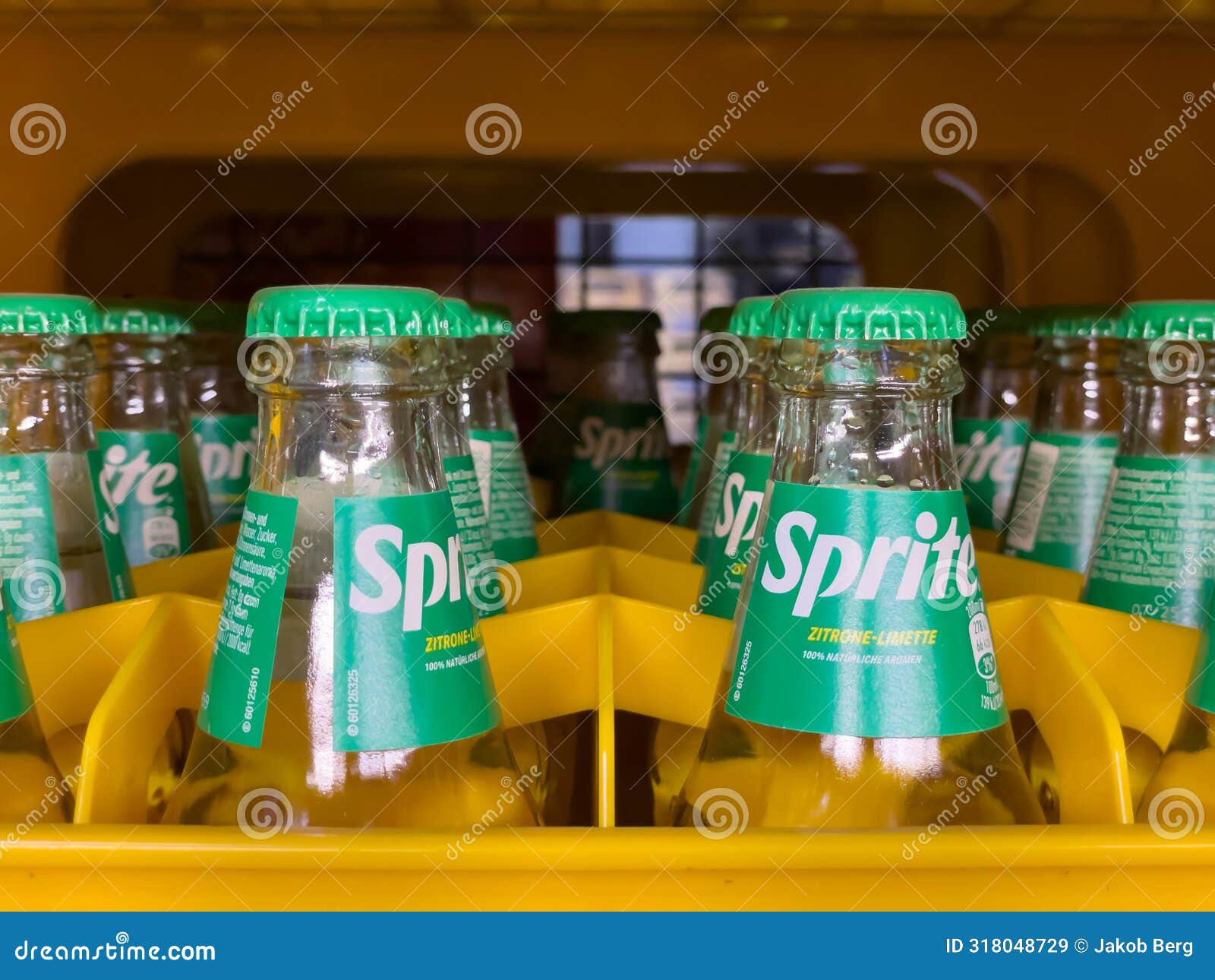 Germany Berlin May 11, 2024. a Row of Green Bottles of Sprite are Lined ...