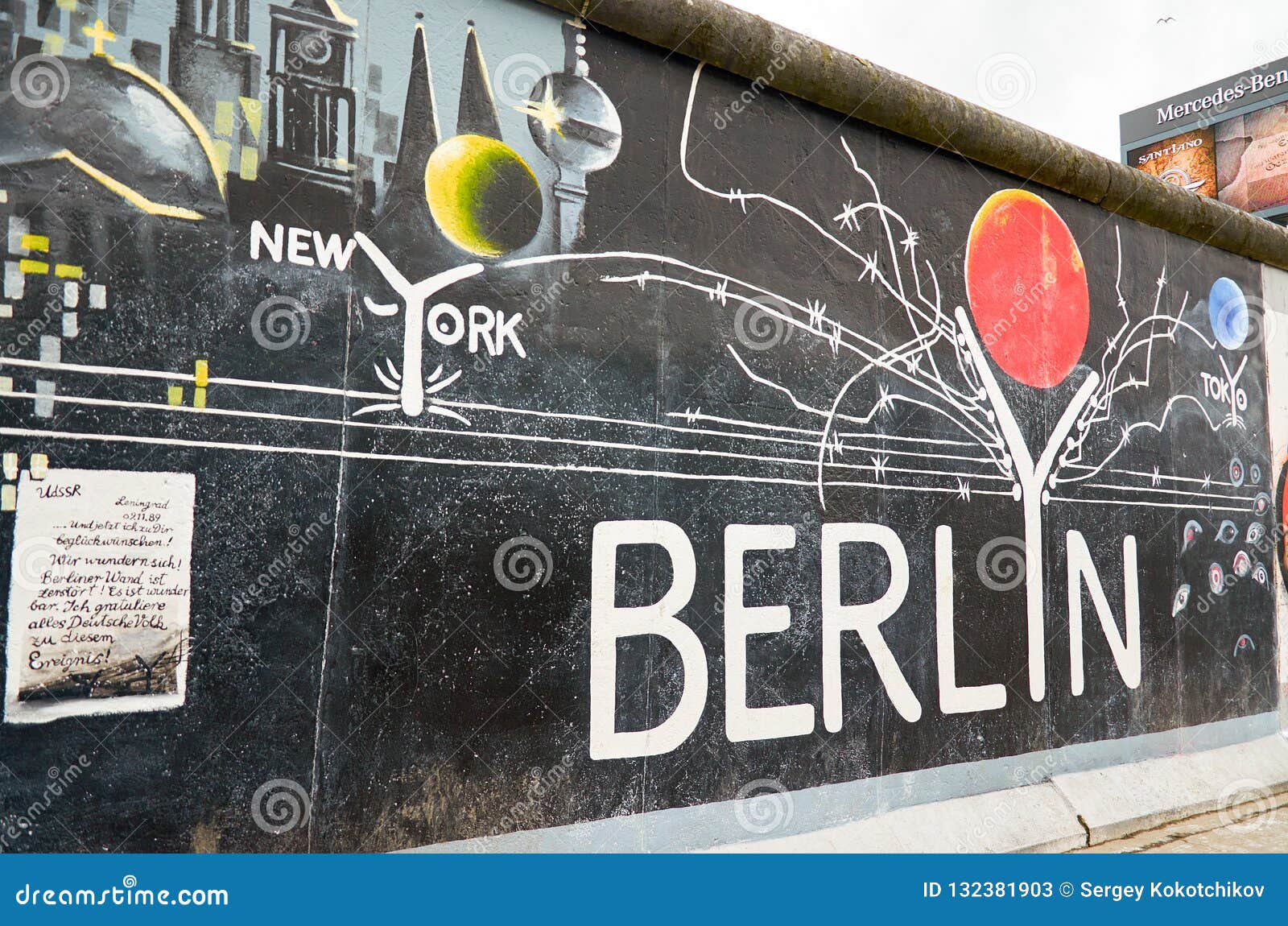 Germany. Berlin Wall with Drawings in Berlin. February 17, 2018 ...