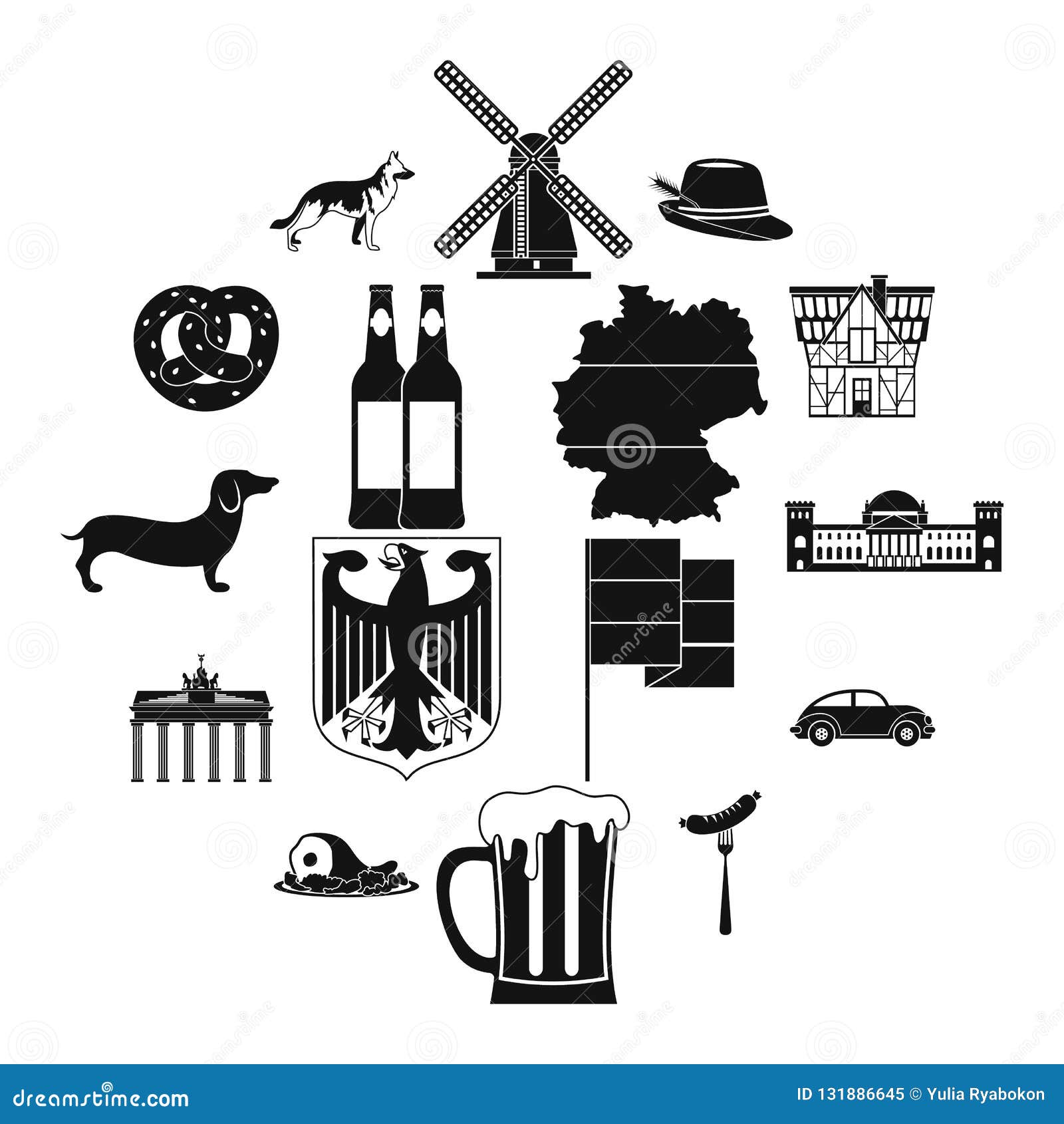 Germany black simple icons stock vector. Illustration of pretzel ...