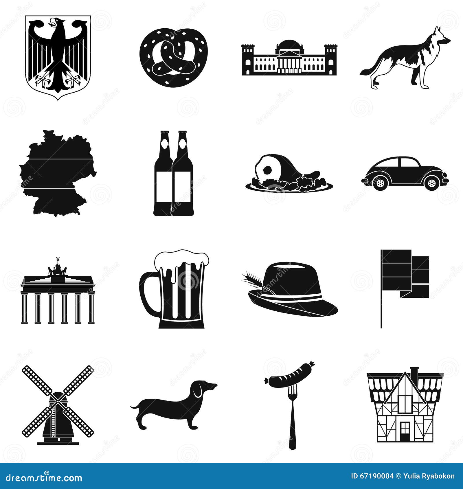 Germany black simple icons stock vector. Illustration of german - 67190004