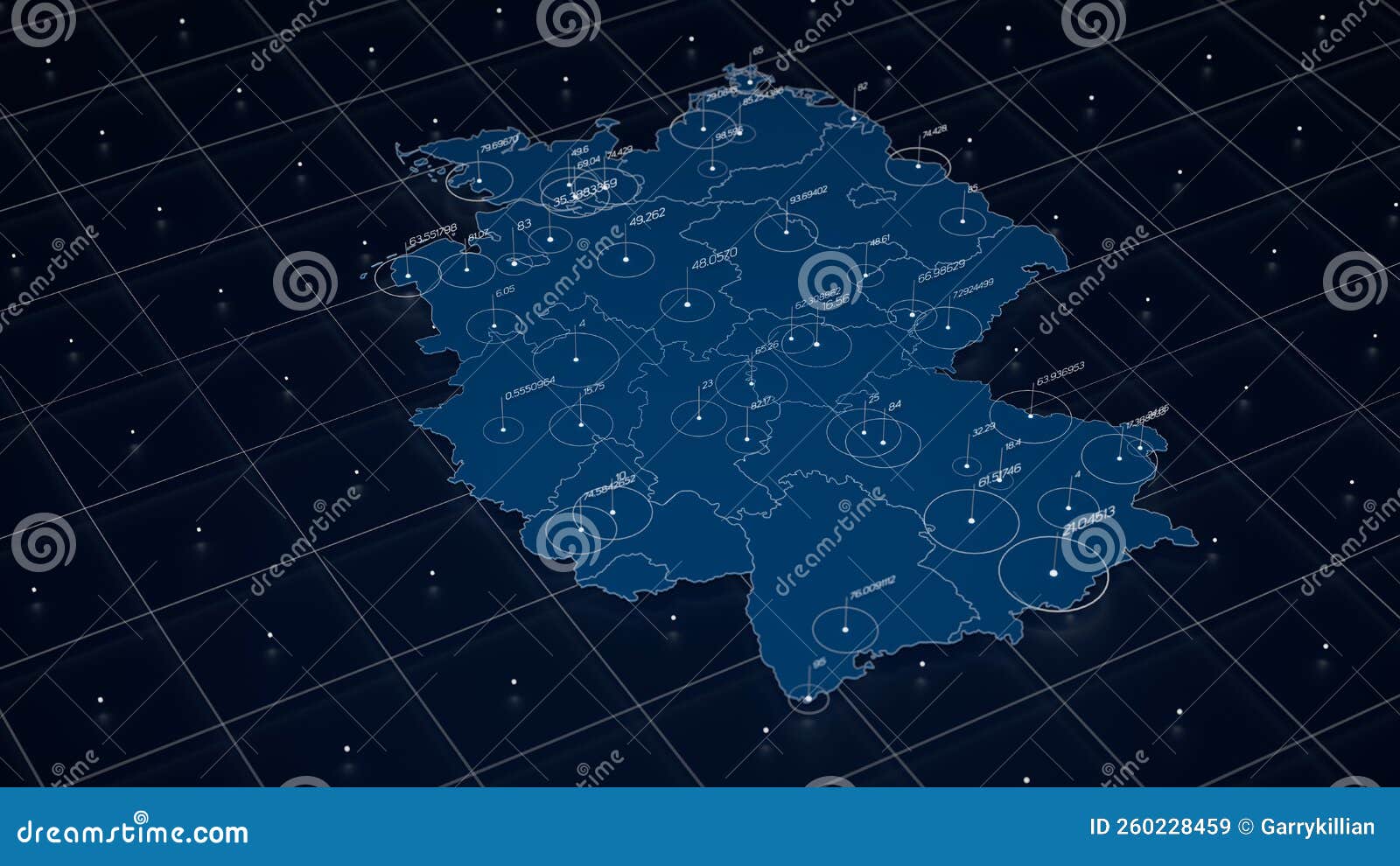 Germany Map From Blue Isolines Or Level Line Geographic Topographic Map ...