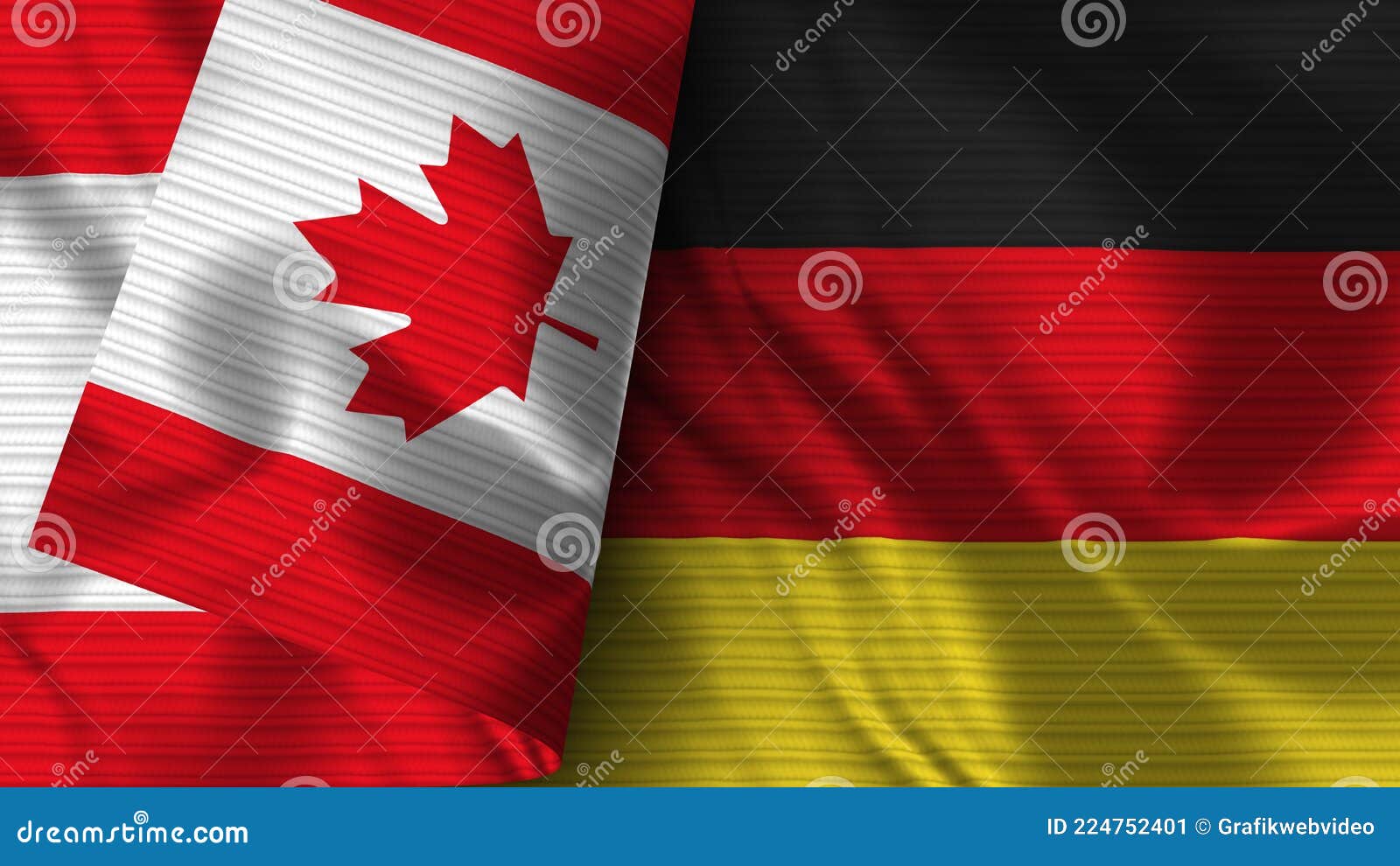 Germany and Canada Realistic Flag â€“ Fabric Texture Illustration Stock ...