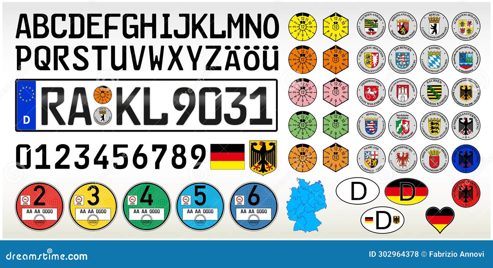 Germany Car License Plate, EU, Vector Illustration Stock Illustration ...
