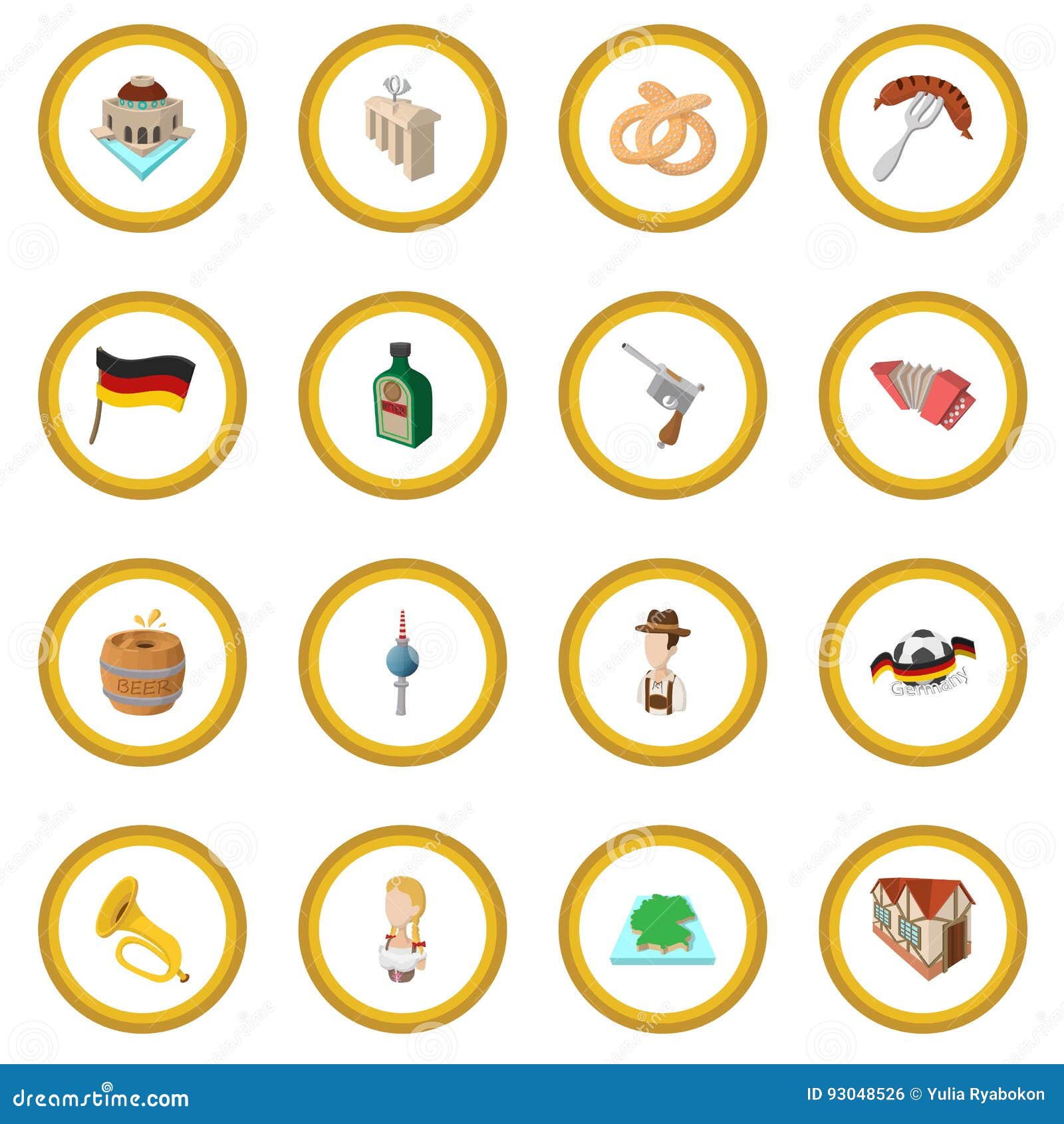 Germany Cartoon Icon Circle Stock Vector - Illustration of cars, food ...
