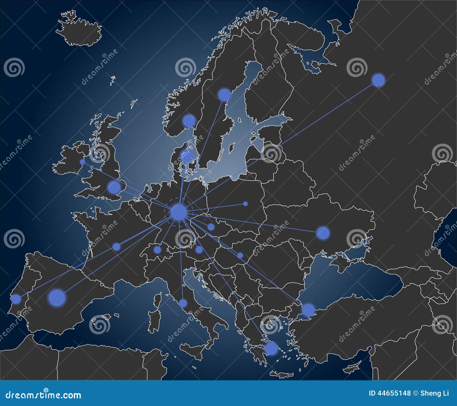 Germany-centered Europe Map Stock Vector - Illustration of distribute ...