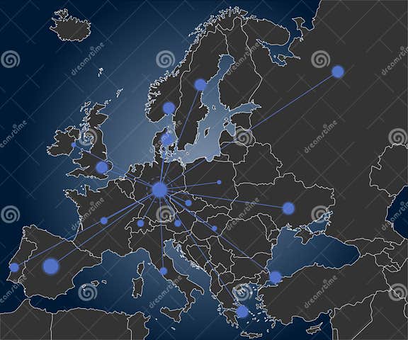Germany-centered Europe Map Stock Vector - Illustration of distribute ...