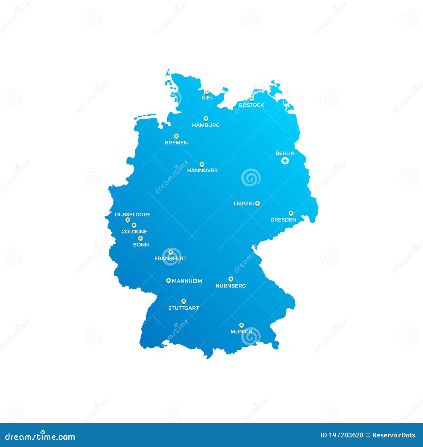 Germany City Names Map stock vector. Illustration of europe - 197203628