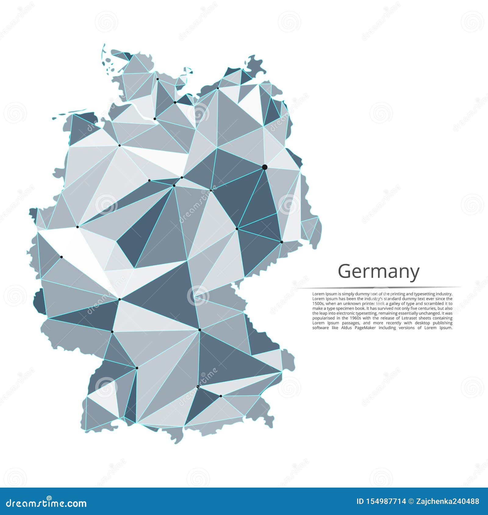 Germany Communication Network Map. Vector Low Poly Image of a Global ...