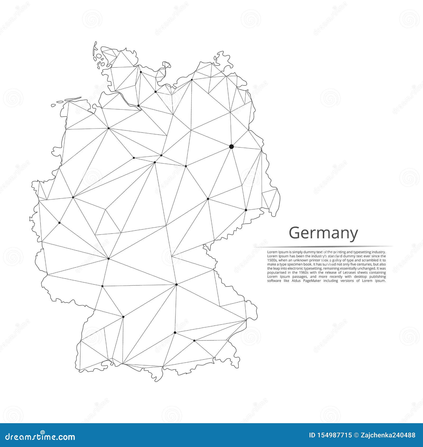 Germany Communication Network Map. Vector Low Poly Image of a Global ...