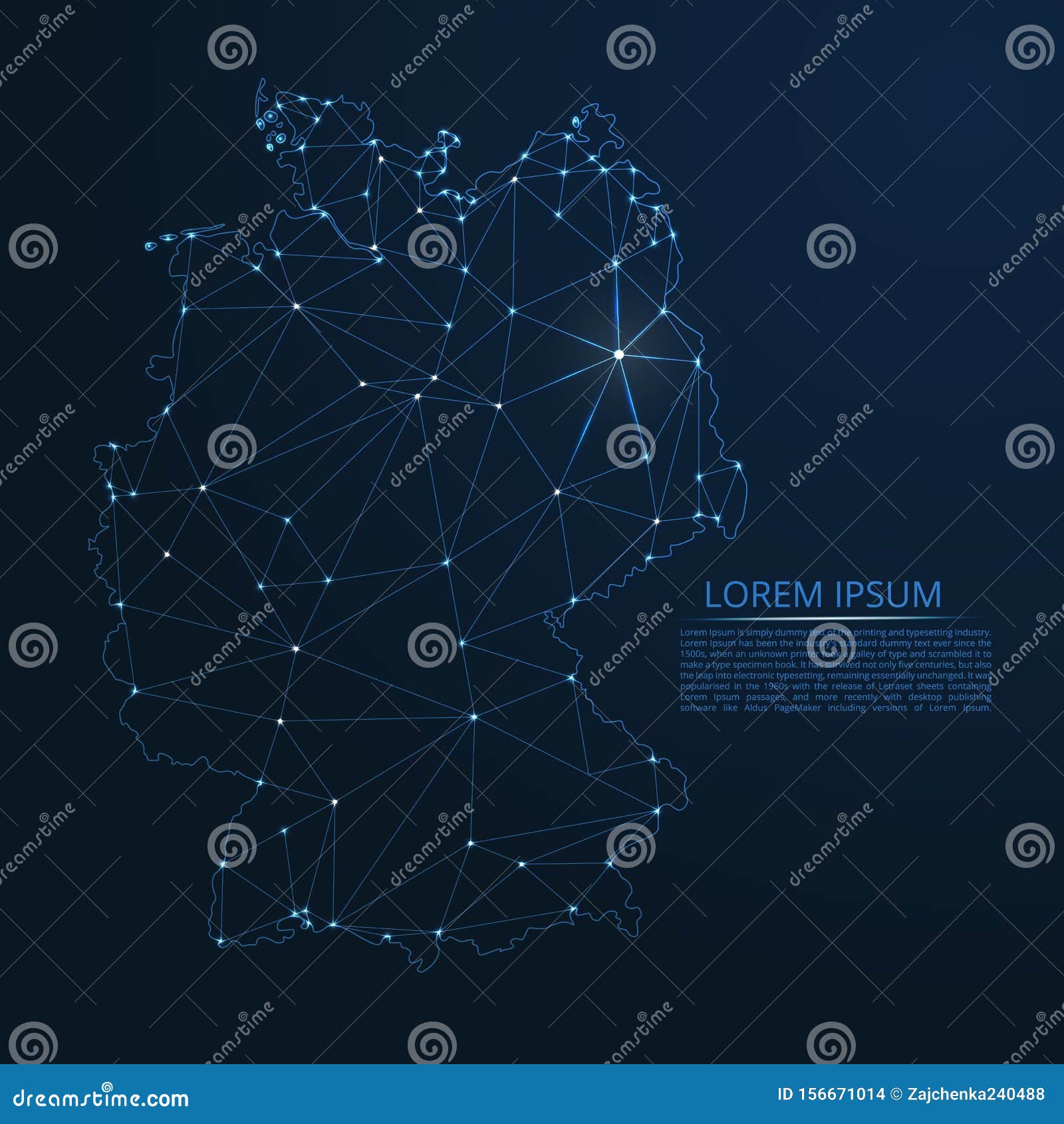 Germany Communication Network Map. Vector Low Poly Image of a Global ...
