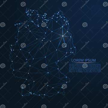 Germany Communication Network Map. Vector Low Poly Image of a Global ...