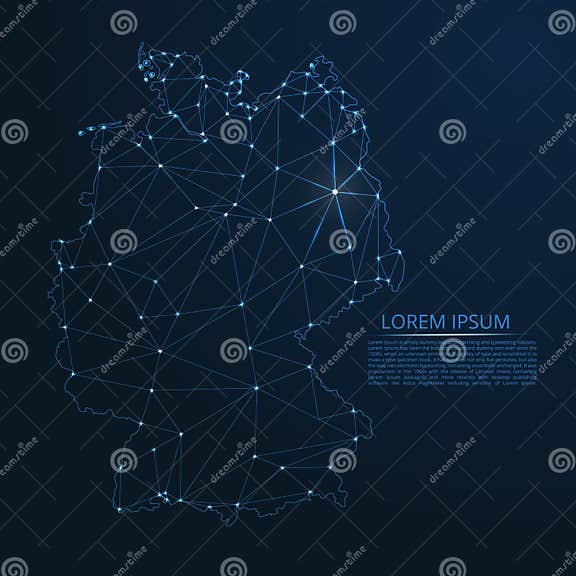 Germany Communication Network Map. Vector Low Poly Image of a Global ...