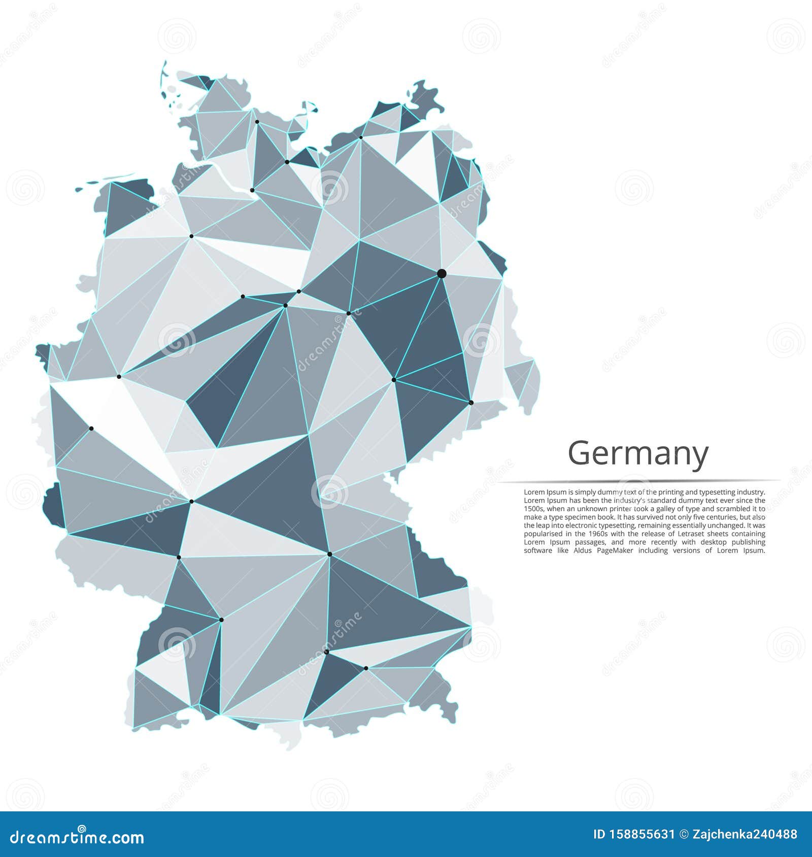 Germany Communication Network Map. Vector Low Poly Image of a Global ...