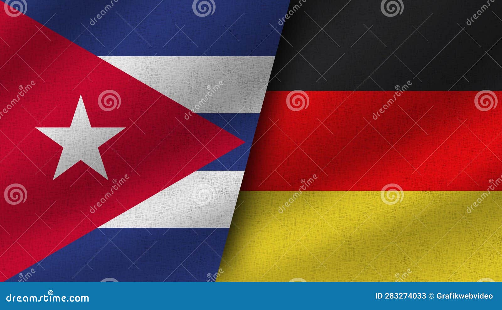 Germany and Cuba Realistic Two Flags Together Stock Illustration ...