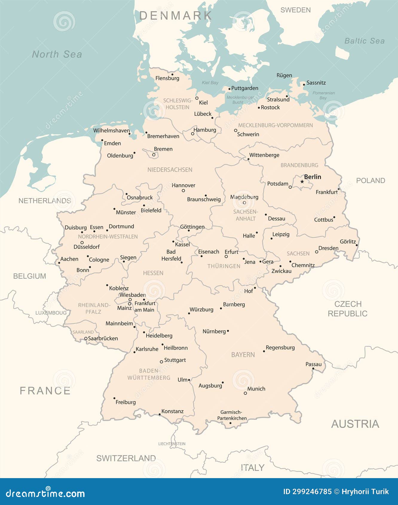 Germany - Detailed Map with Administrative Divisions Country Stock ...