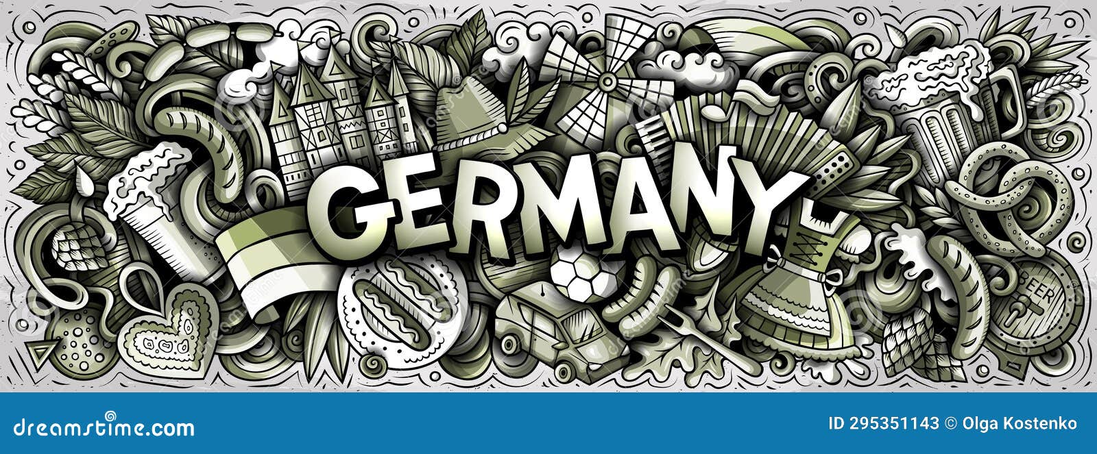 Germany Doodle Cartoon Funny Banner Stock Vector - Illustration of ...