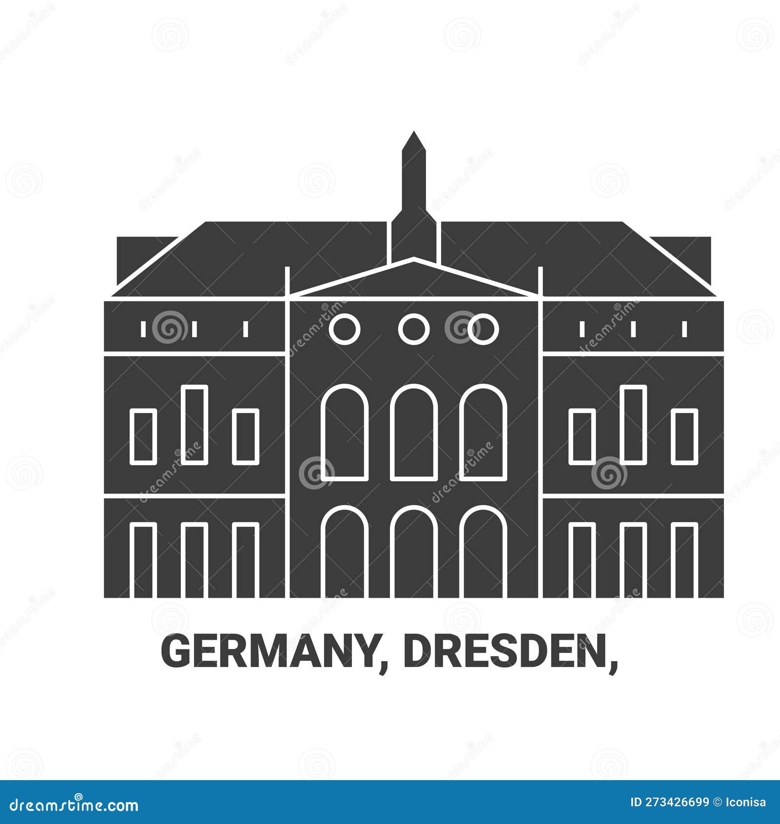 Dresdner Frauenkirche In Germany Silhouette. Cartoon Vector ...