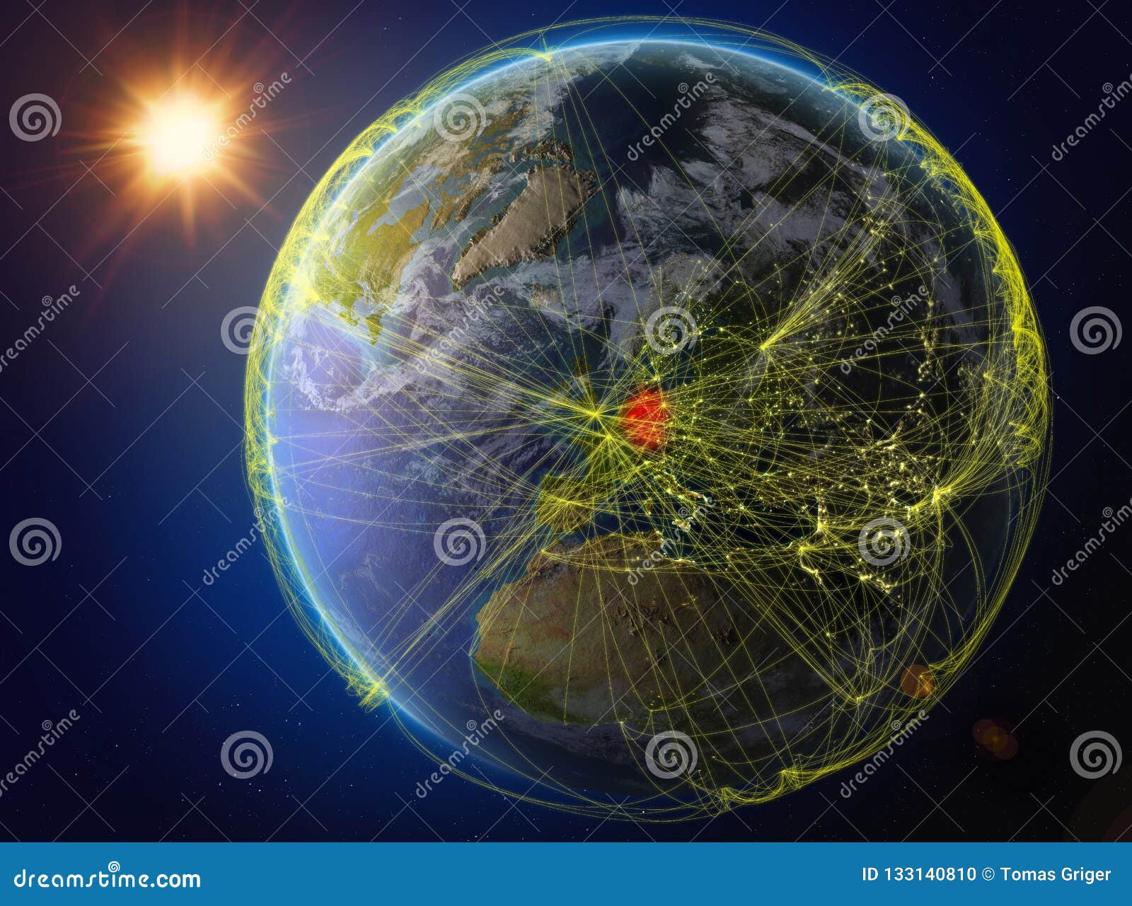 Germany on Earth with Network Stock Illustration - Illustration of ...
