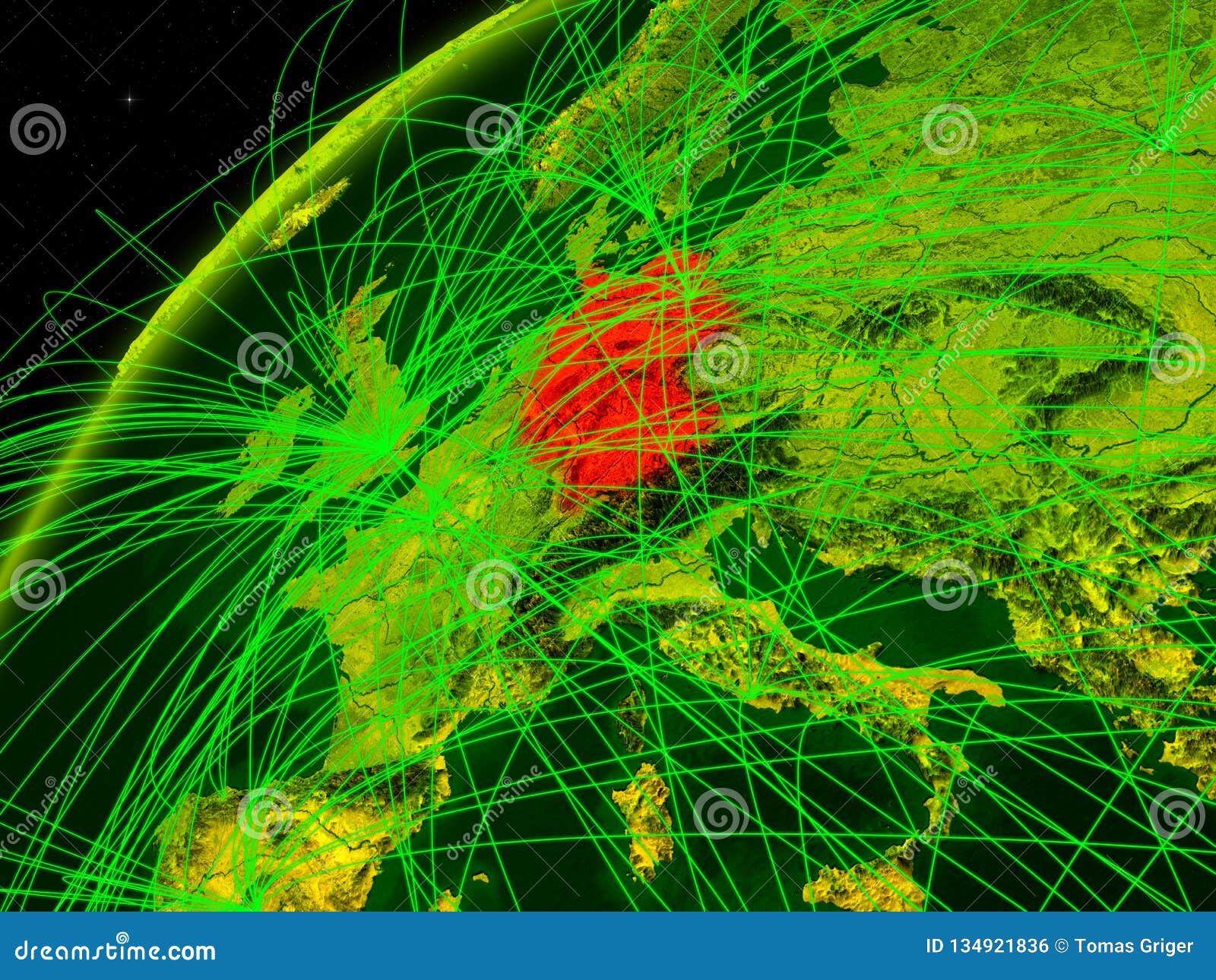 Germany on Earth with Network Stock Illustration - Illustration of ...