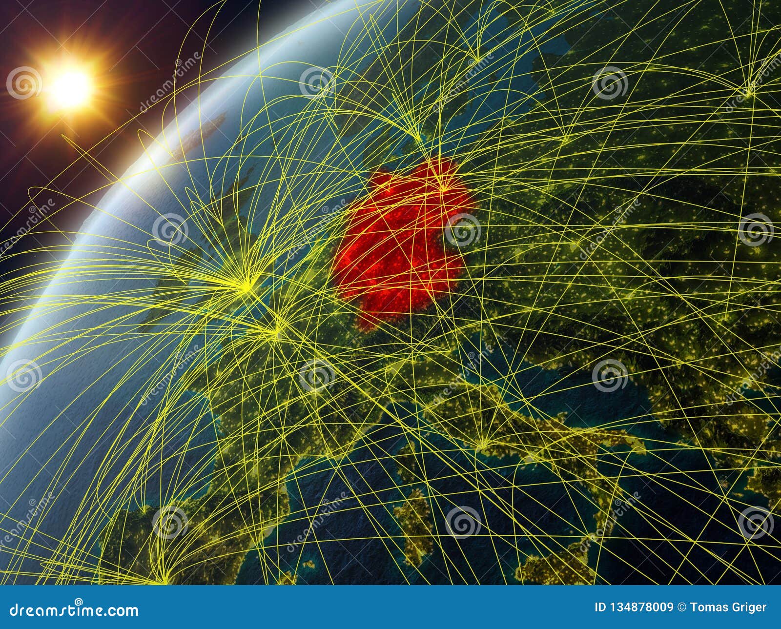 Germany on Earth with Network Stock Illustration - Illustration of ...